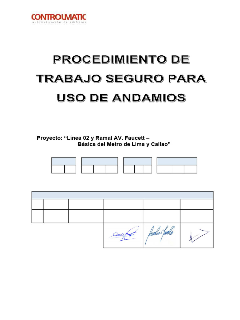 CA-SST-PROC-008 Procedimiento de Trabajo Seguro para Uso de Andamios Rev 01 | PDF | Andamio | Equipo