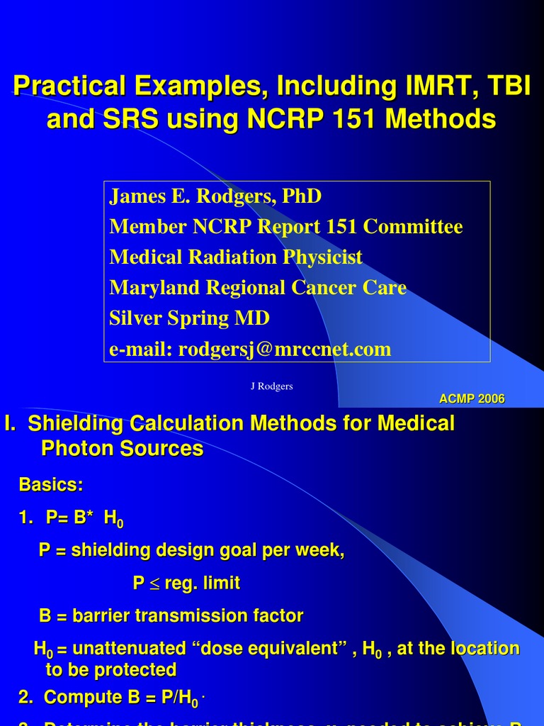 Rodgers - Practical Examples - NCRP 151 | PDF | Radiation Therapy ...