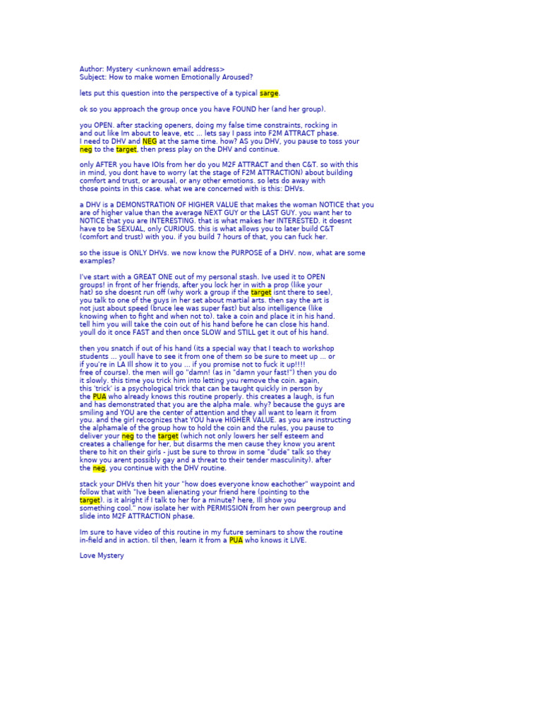 Techniques for Emotionally Arousing Women | PDF | Psychology