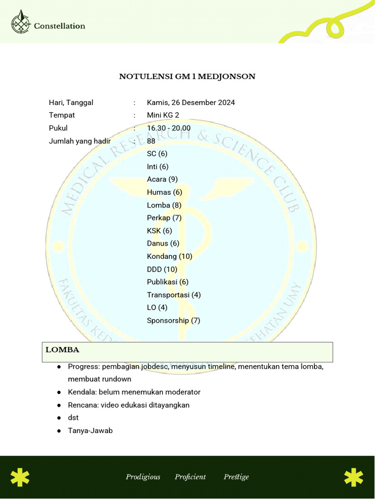 Notulensi GM 1 | PDF
