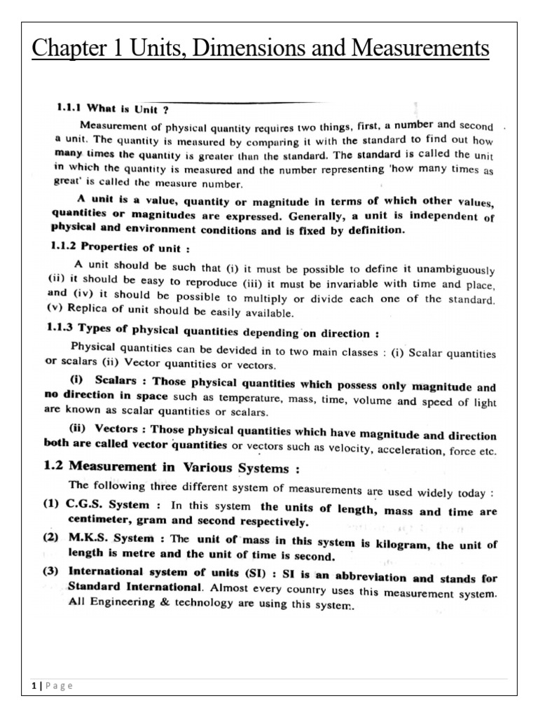Diploma 2nd semester CH-1 Units and Dimensions- AP | PDF | Mathematical Concepts | Metrology