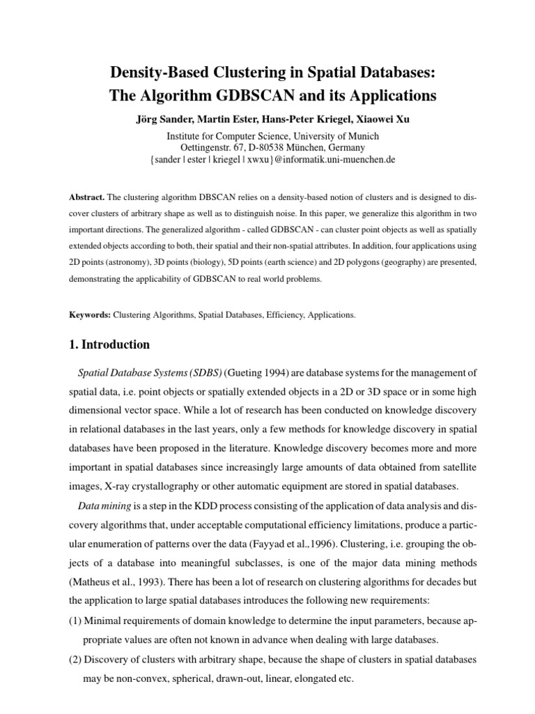 GDBSCAN | PDF | Cluster Analysis | Database Index