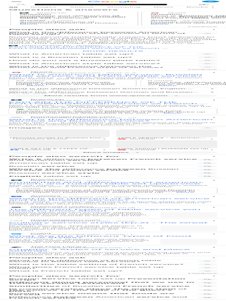 Difference of American and Russian Table Set Up | PDF | Waiting Staff ...