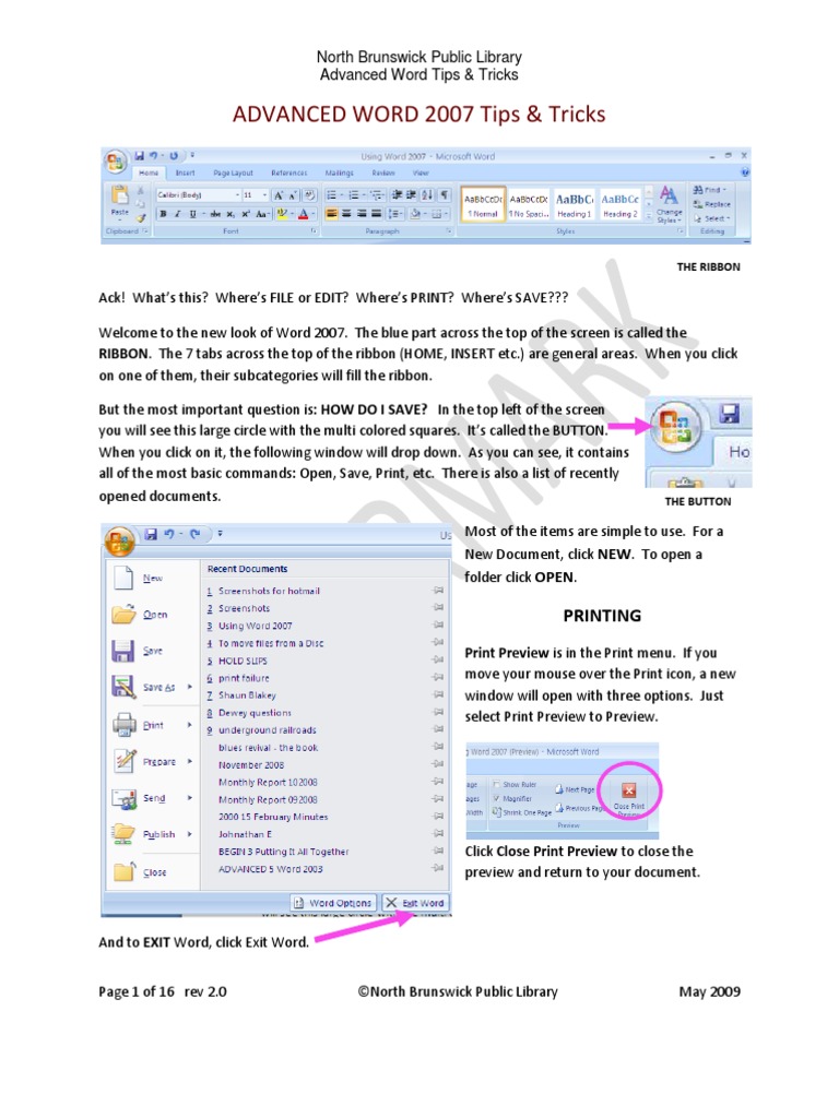 ADVANCED WORD 2007 Tips & Tricks | PDF