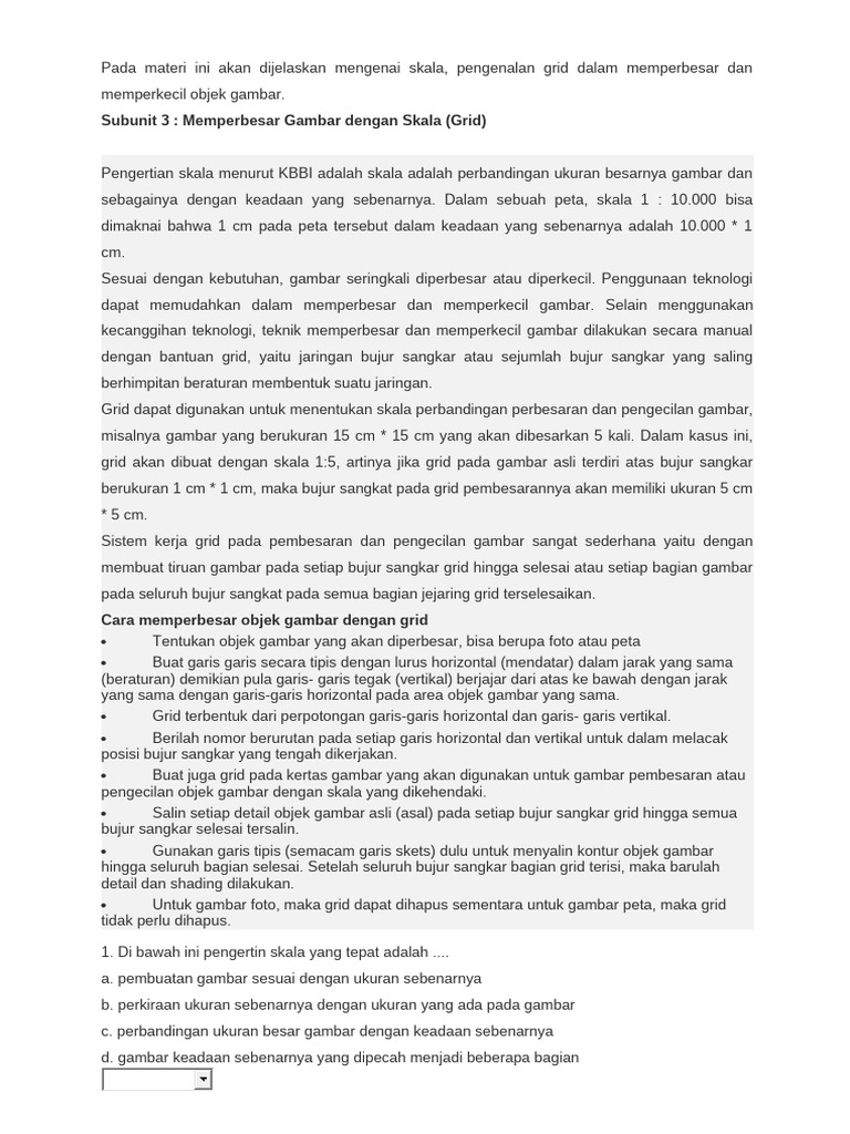 Pada Materi Ini Akan Dijelaskan Mengenai Skala Grid | PDF