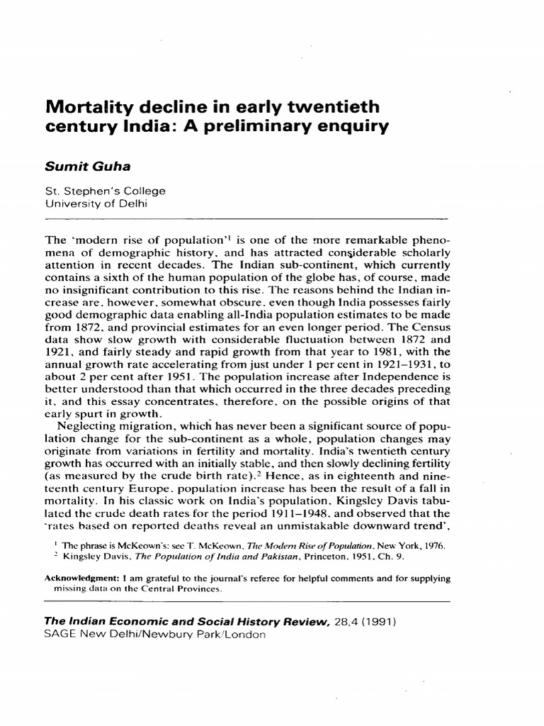 Sumit Guha Mortality Decline | PDF | Plasmodium Falciparum | Epidemics