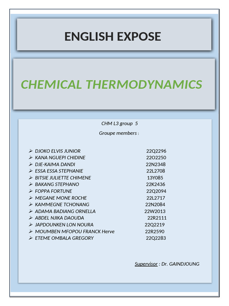 Chemical Thermodynamics Overview | PDF | Thermodynamics | Heat