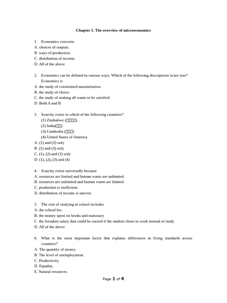 Chapter1.The overview of microeconomics | PDF | Economics | Microeconomics