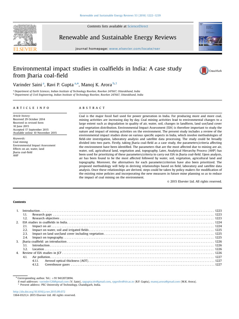 Renewable and Sustainable Energy Reviews: Varinder Saini, Ravi P. Gupta ...