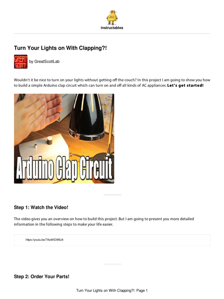 Turn Your Lights On With Clapping | PDF | Electronic Circuits | Power Supply