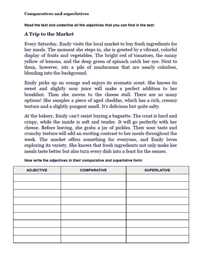 Comparatives & superlatives Food | PDF