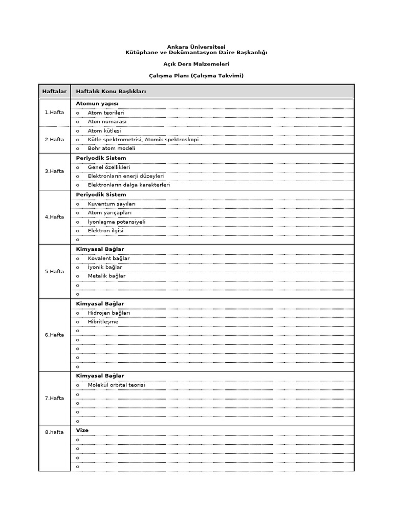 Calisma Takvimi | PDF