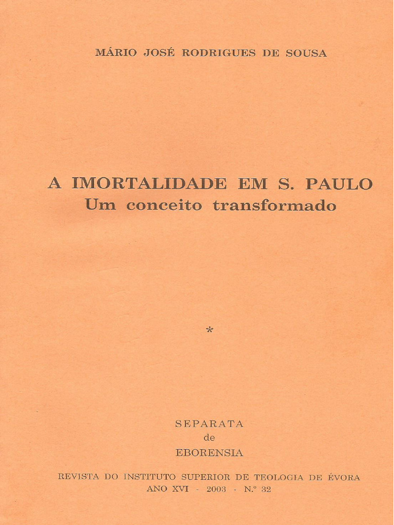 Mario Sousa, A Imortalidade em Paulo | PDF