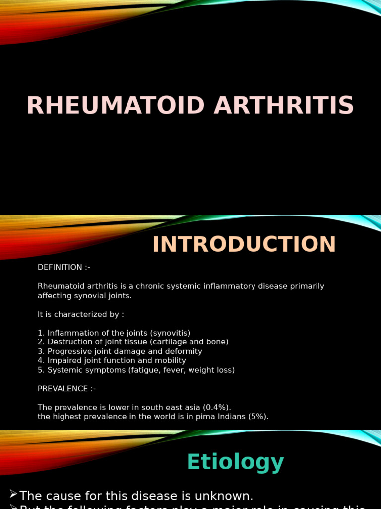 rehab RA PPT | PDF | Rheumatoid Arthritis | Arthritis
