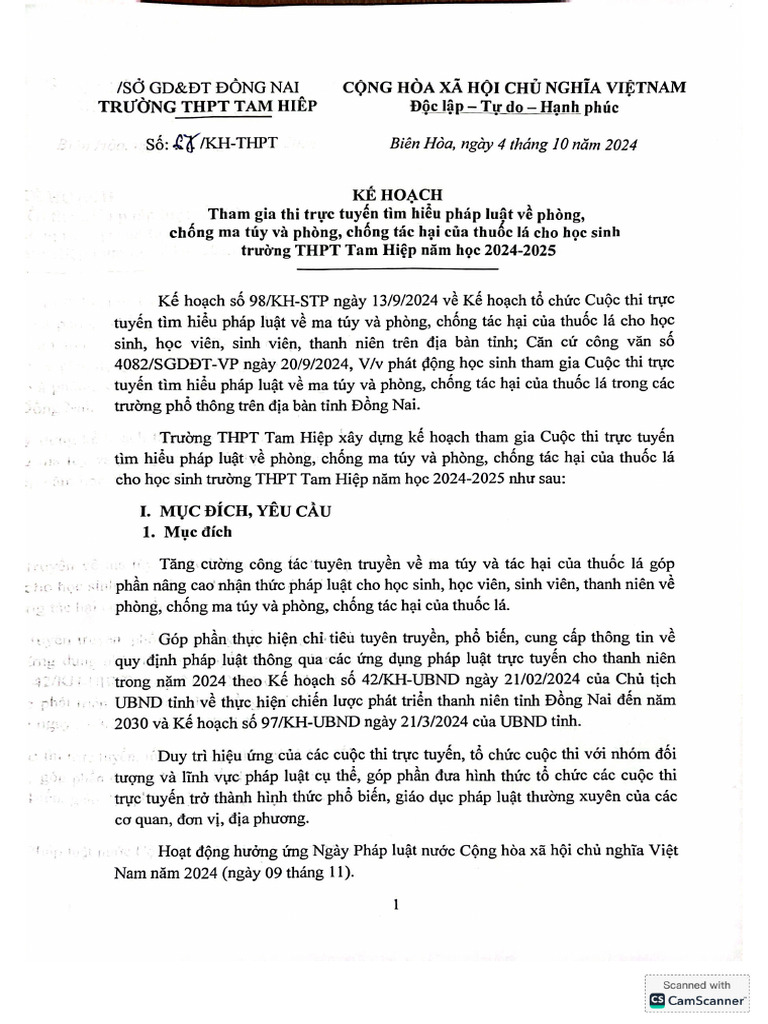 Ke Hoach Thi Truc Tuyen Ma Tuy Thuoc La 2024 2025. | PDF