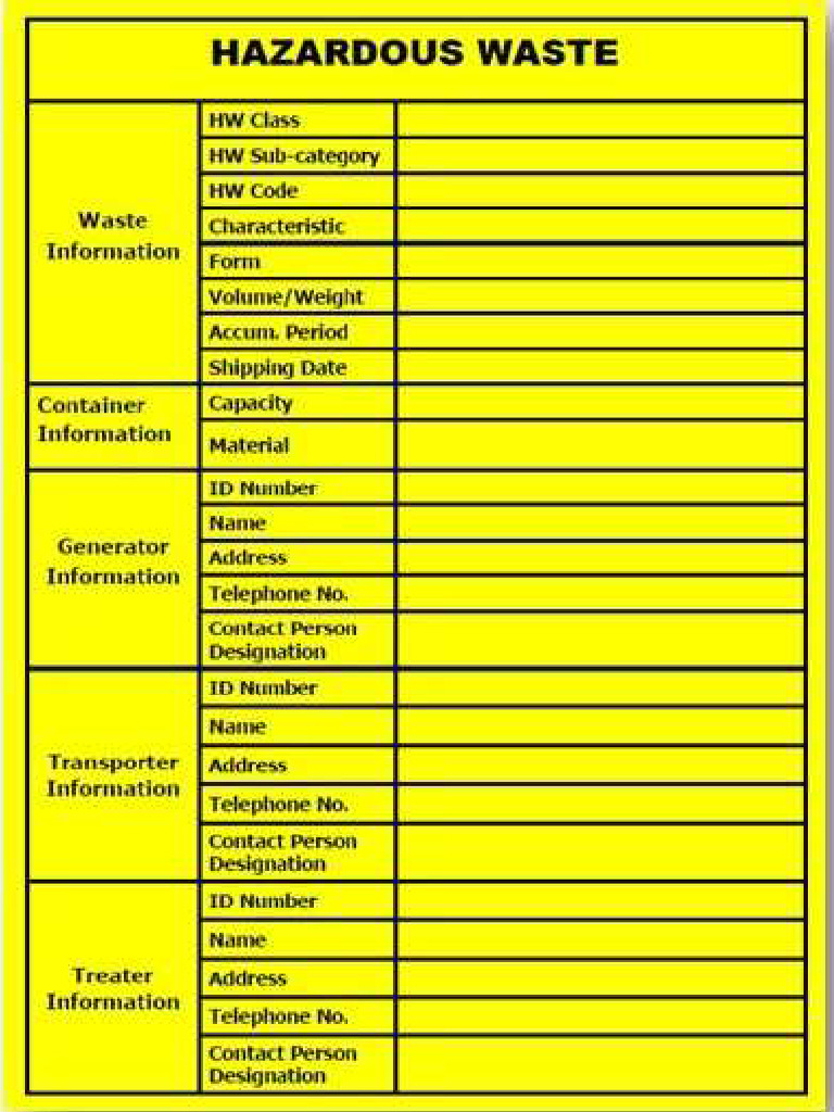 Yellow Hazardous Waste Label | PDF