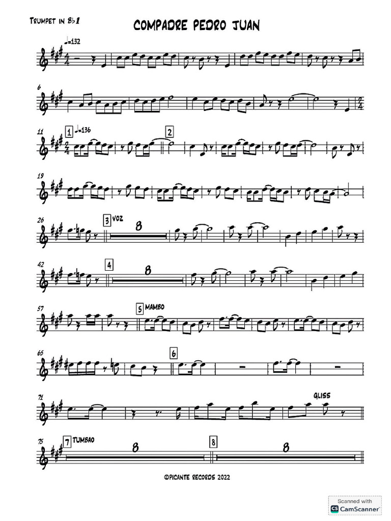 Compadre Pedro Juan- Trompeta 1 | PDF
