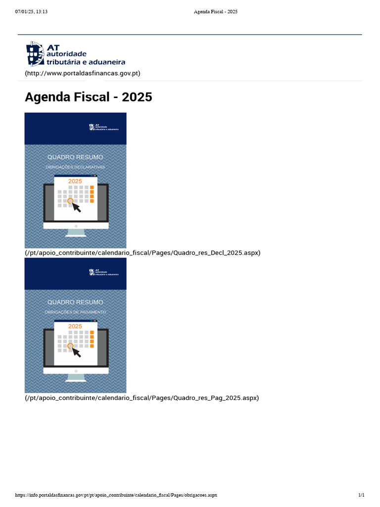 Agenda Fiscal - 2025 | PDF