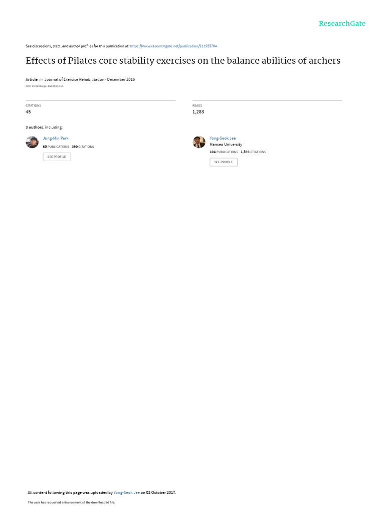 Effects of Pilates Core Stability Exercises On The Balance Abilities of ...