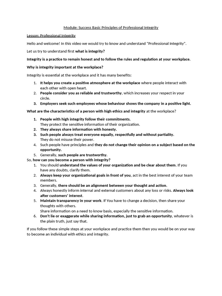 10 Rules for Professional Integrity | PDF