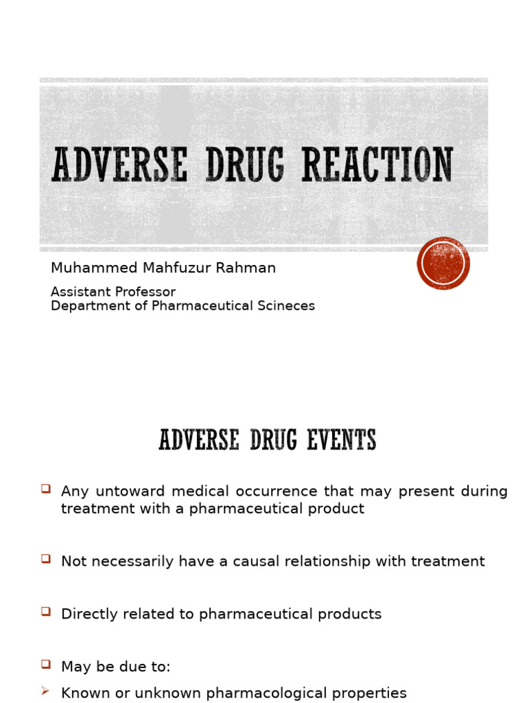 ADR+part+1 | PDF | Pharmacology | Causes Of Death