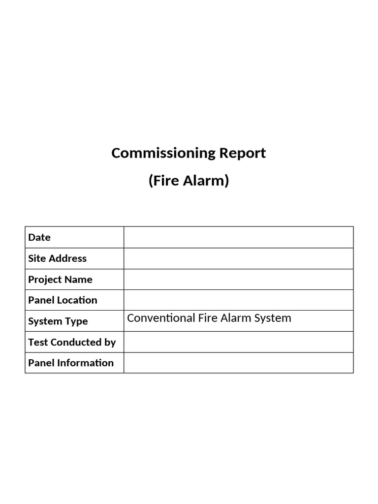 Fire Alarm System Commissioning Report | PDF | Electrical Resistance ...