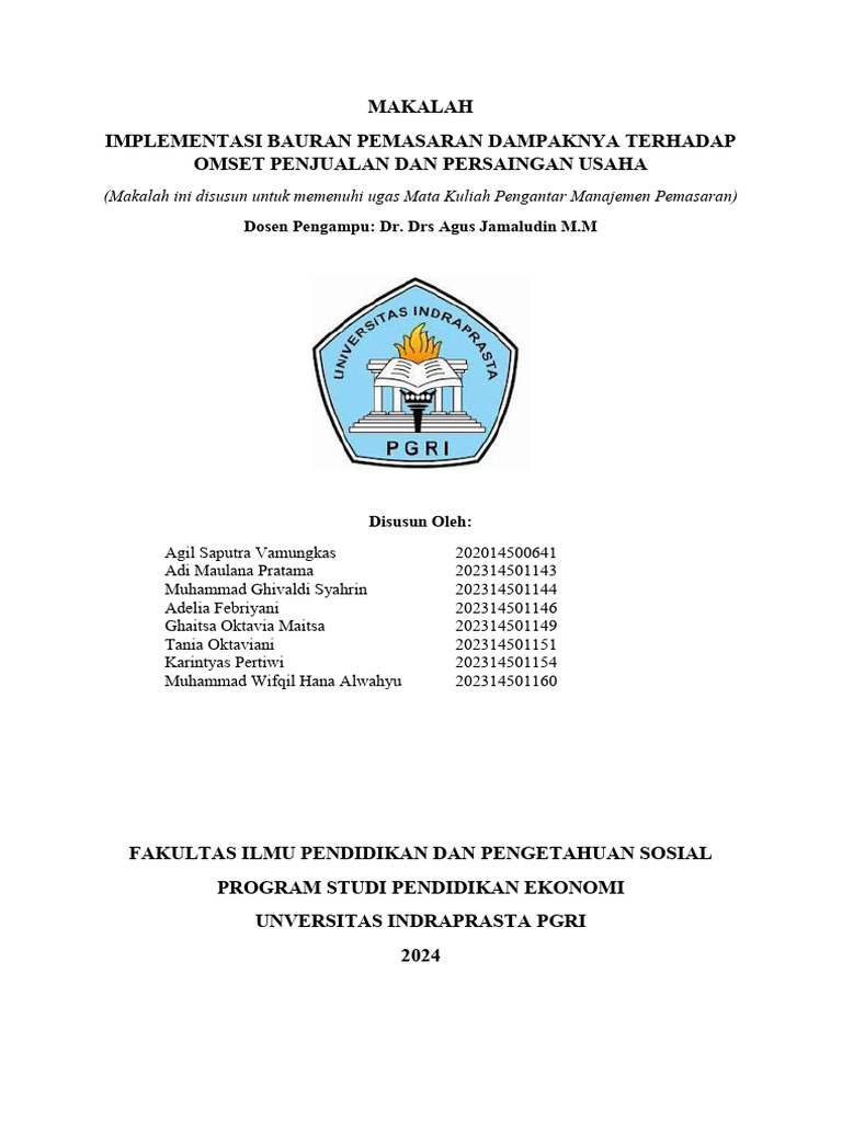 MAKALAH Implementasi Bauran Pemasaran Dampaknya Terhadap Omset Penjualan Dan Persaingan Usaha | PDF