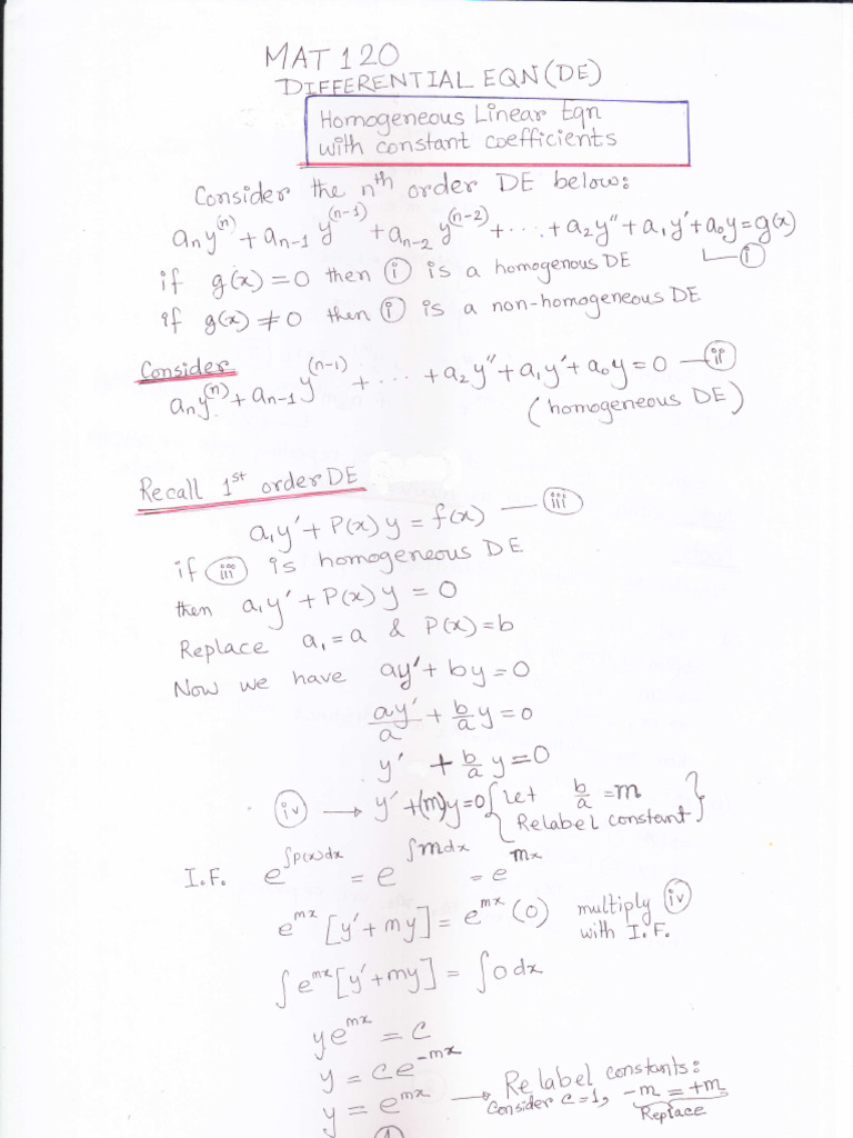 Homogeneous Eqn With Constant Coefficient | PDF