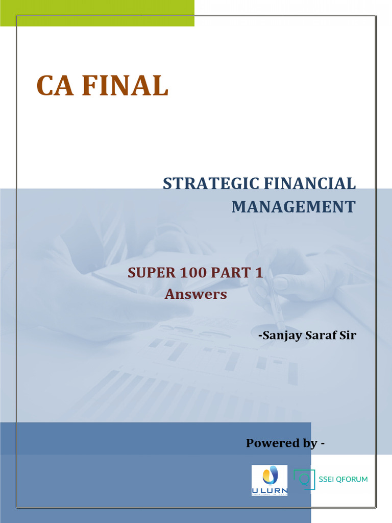SFM Super 100 Part 1 Answer | PDF | Free Cash Flow | Balance Sheet