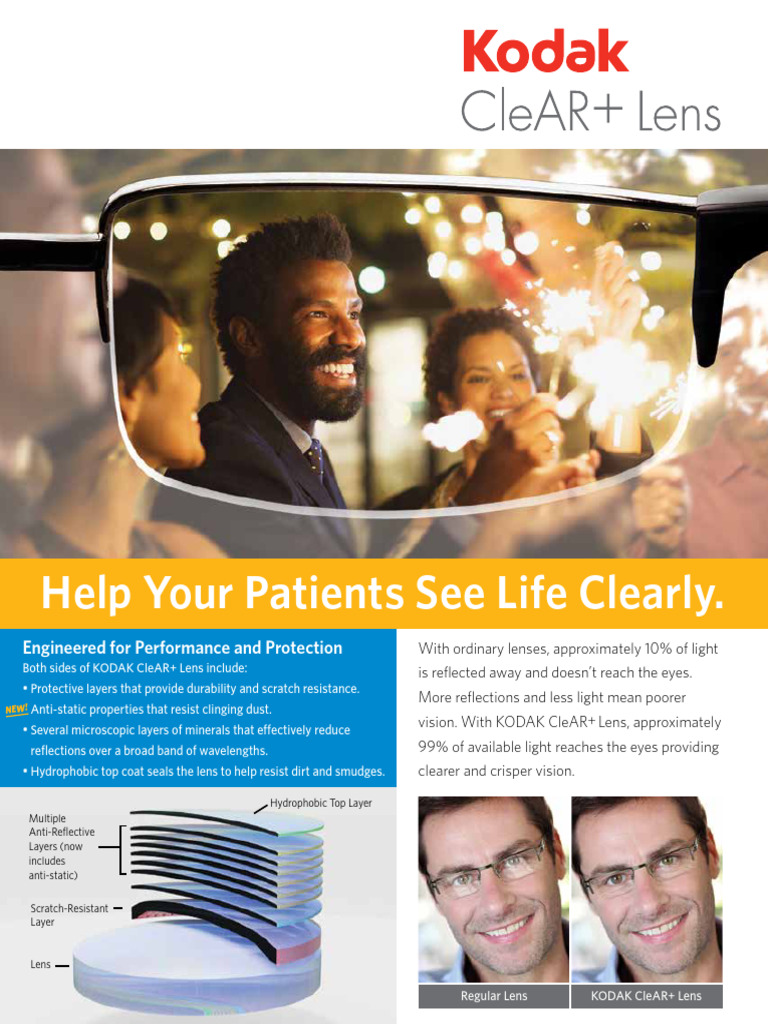 KODAK CleAR+ Lens: Anti-Reflective, Scratch-Resistant Eyewear | PDF ...