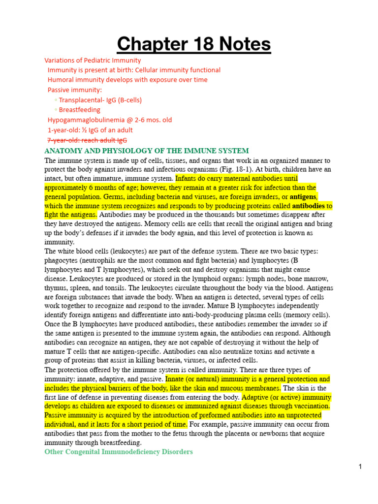 Chapter 18 Notes - Highlighted | PDF | Immune System | Allergy