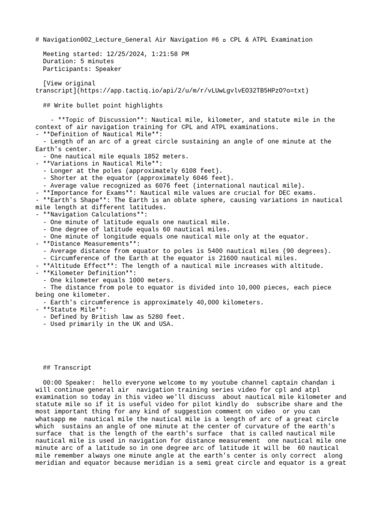 Navigation002 - Lecture - General Air Navigation #6 CPL & ATPL Examination | PDF | Latitude ...