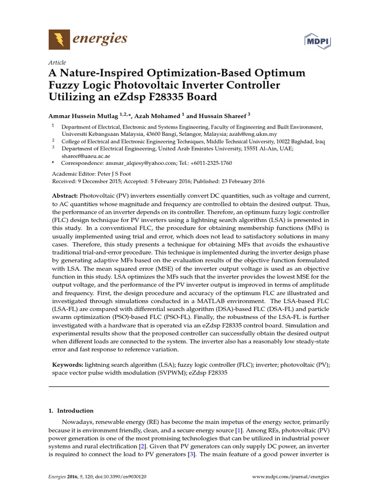A Nature Inspired Optimization Based Opt | PDF | Power Inverter ...