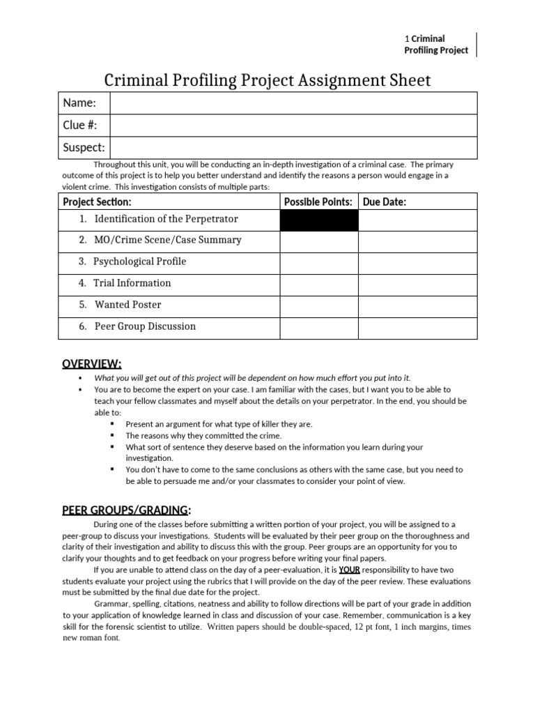Criminal Profile Projsdsdect | PDF | Murder | Serial Killer
