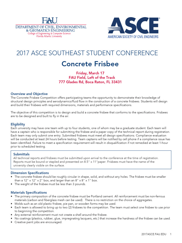Fau Asce Frisbee Competition | PDF | Concrete