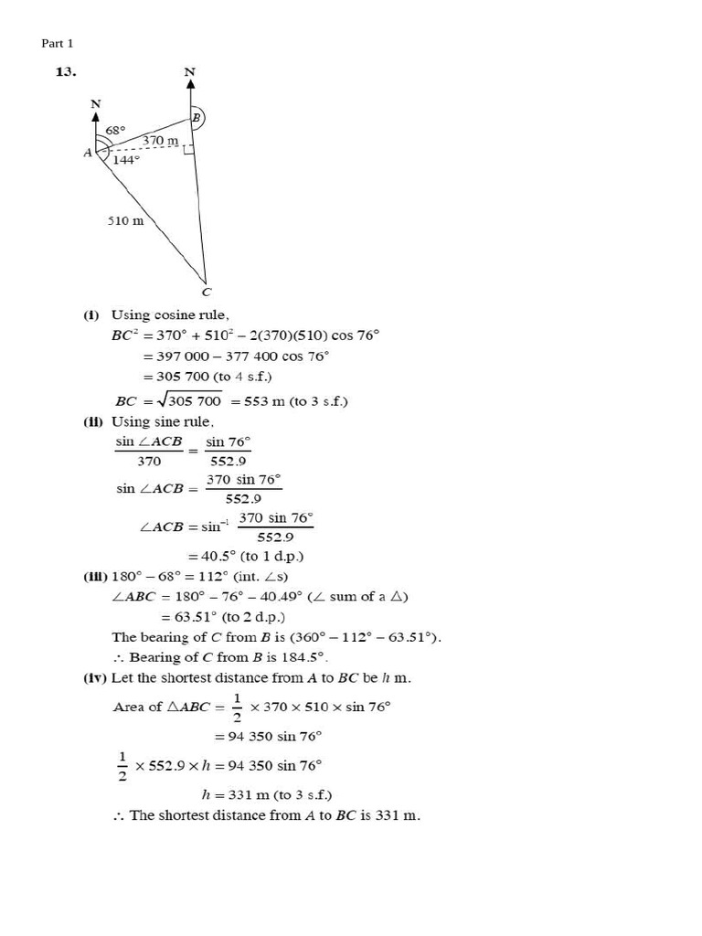 Trig Word Problem Answer | PDF