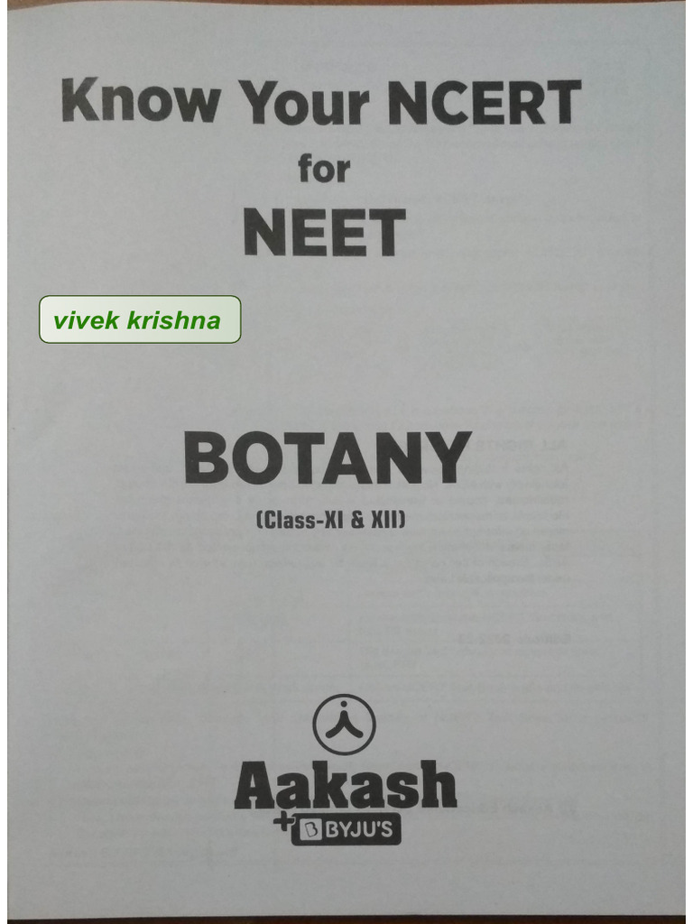 Botany (Know Your NCERT) | PDF