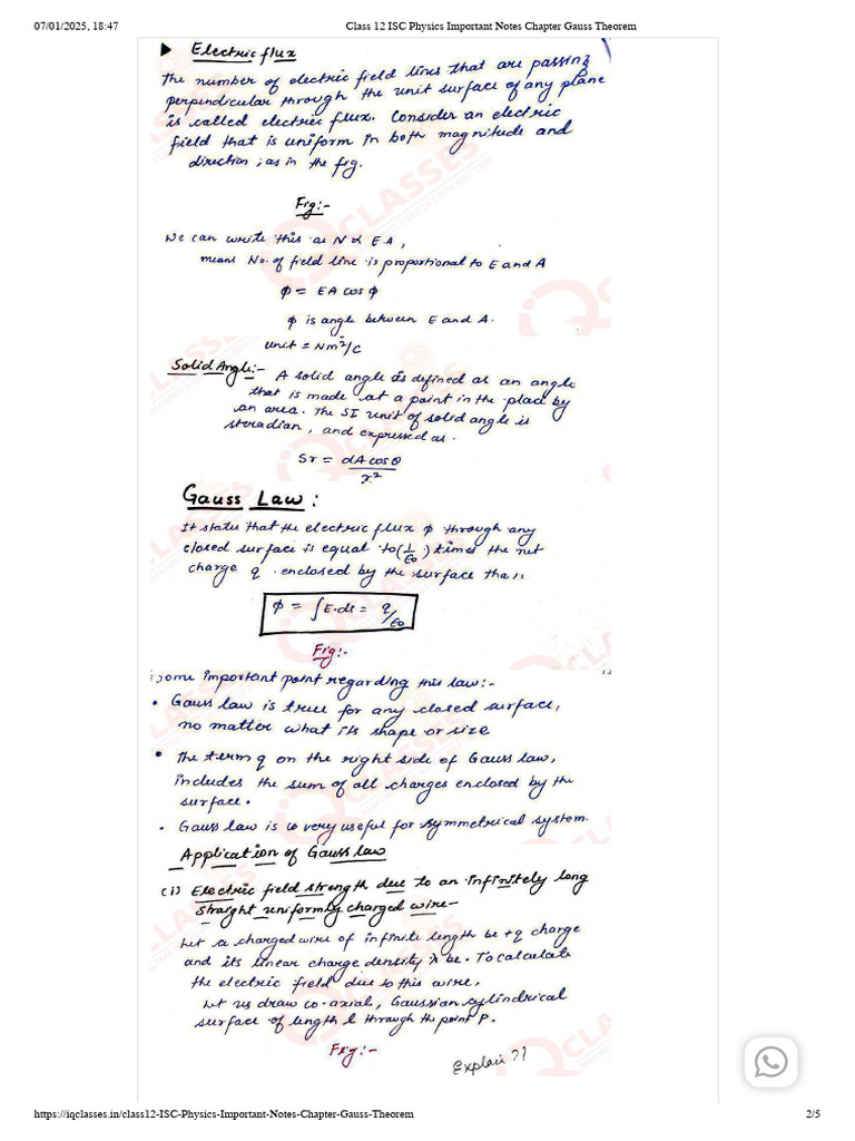 Gauss Theorem Notes | PDF