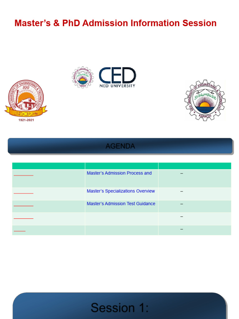 01-NED CED Master's and PhD Admission Guidance Session_Final Version - Fall-2022 | PDF | Beam ...