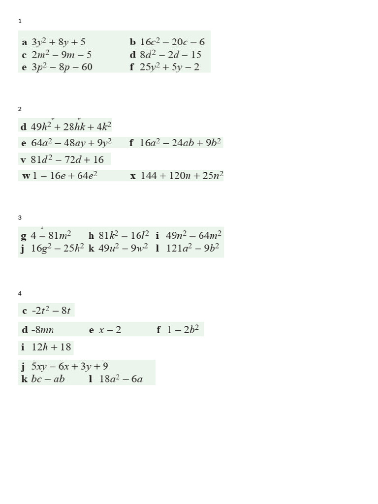 Algebra Expansion 2 ANSWER | PDF