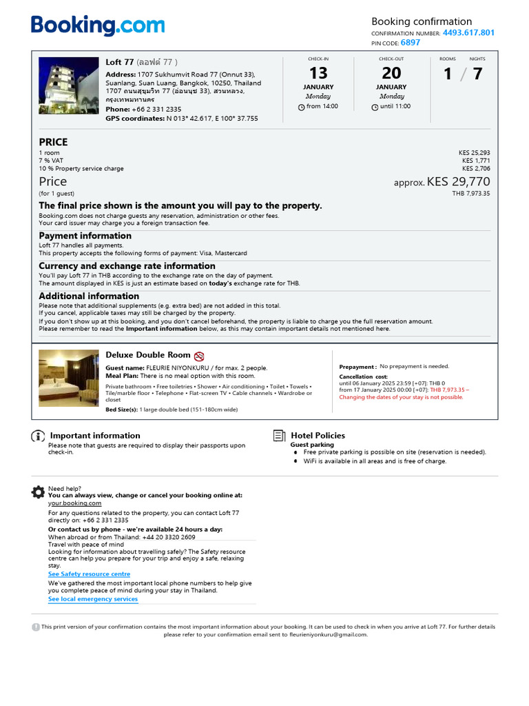 Hotel Booking Thailand | PDF | Payments | Fee