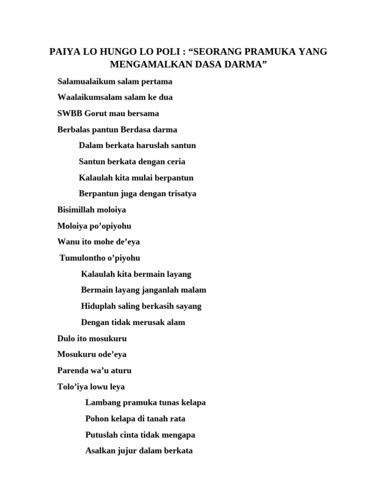 Pramuka dan Dasa Dharma dalam Pantun | PDF