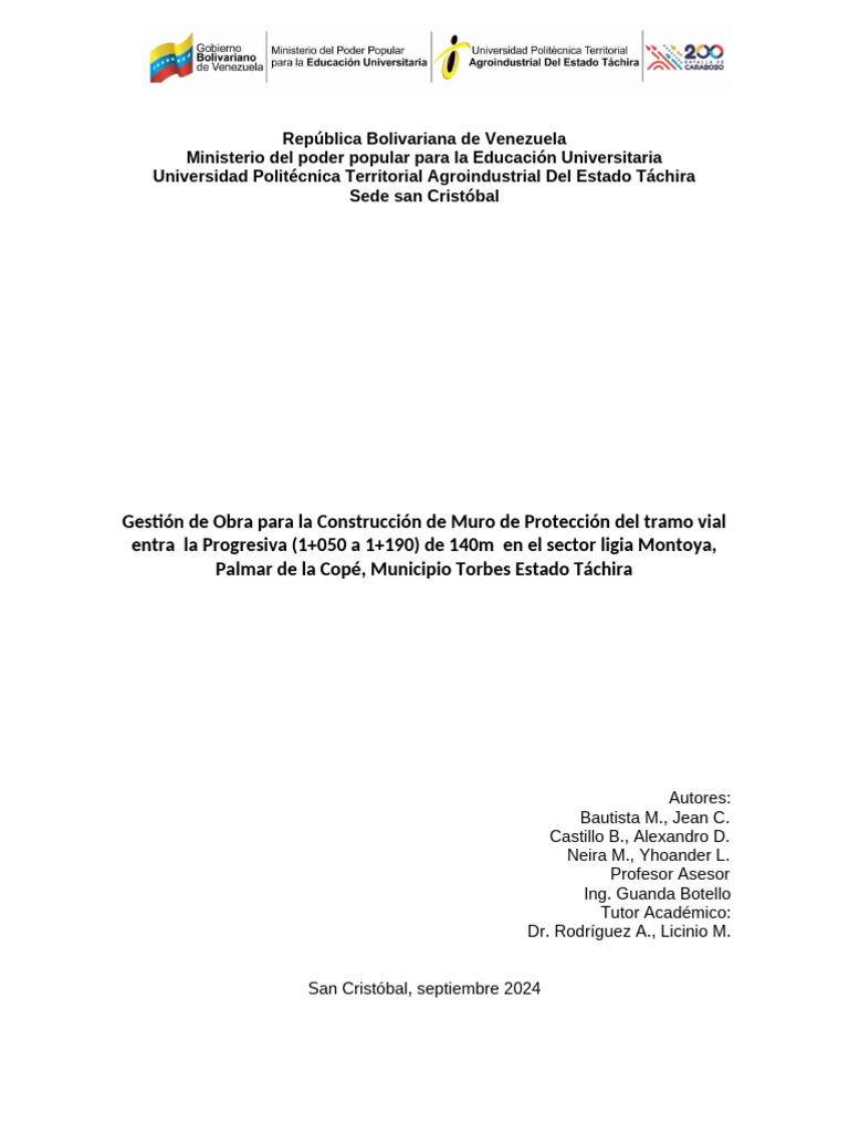 PROYECTO MURO PROTECCIÓN VIAL[1] correccion | PDF | Planificación | Ingeniero civil
