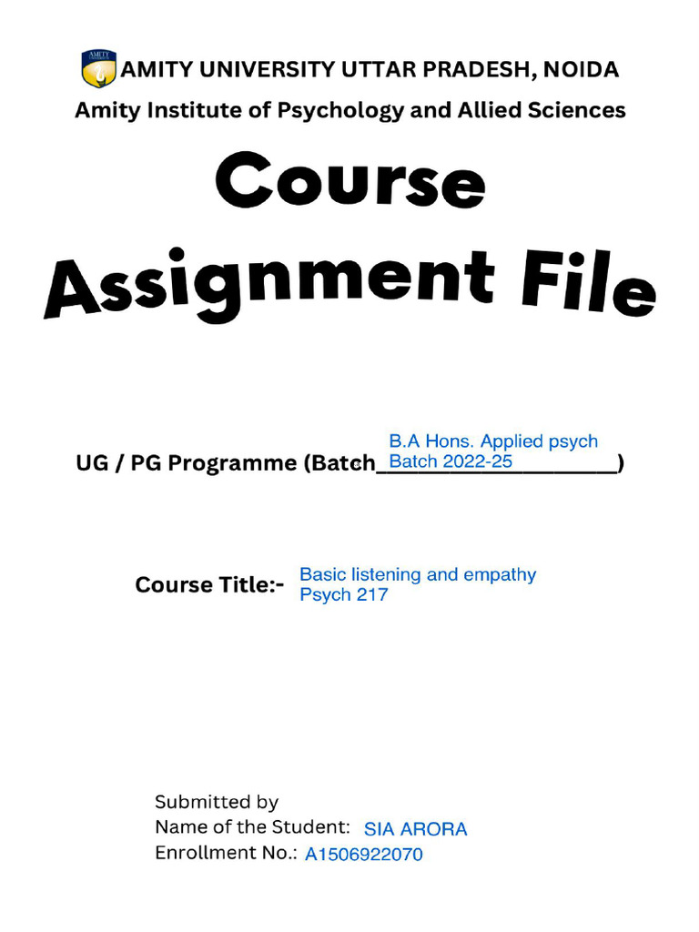 Empathy Assignment - Sia Arora | PDF