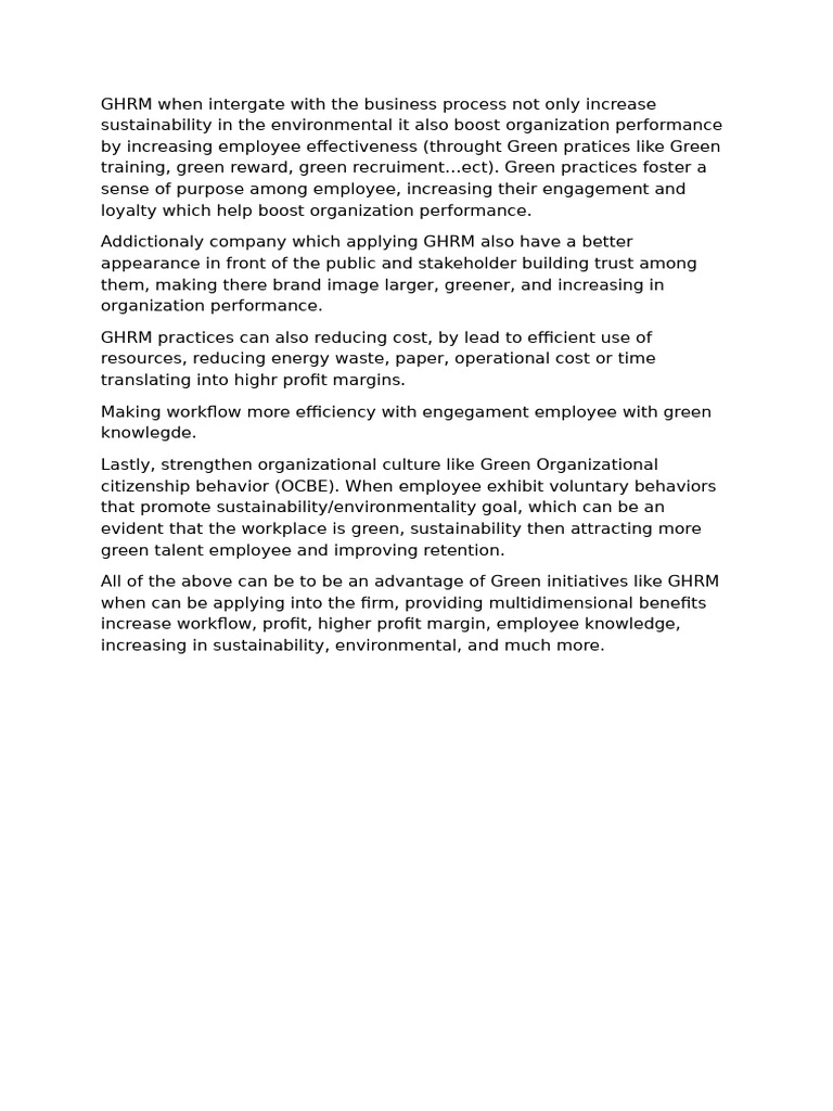 GHRM when intergate with the business process not only increase ...