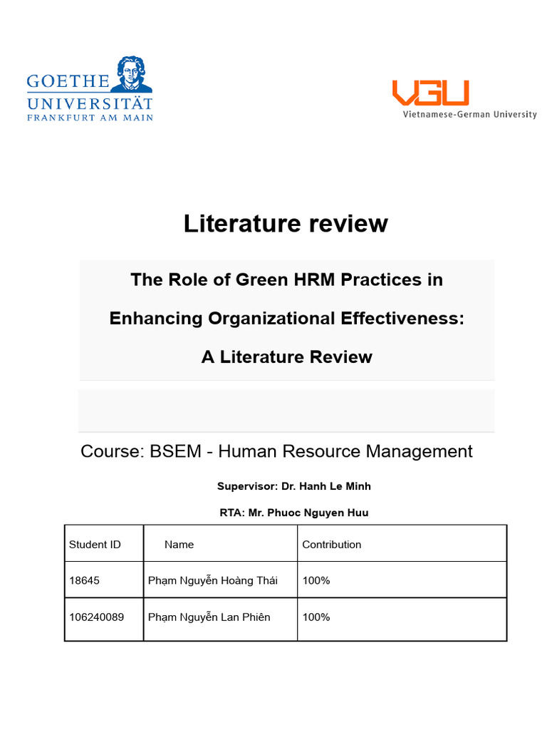 Green HRM Practices for Organizational Effectiveness | PDF | Human ...
