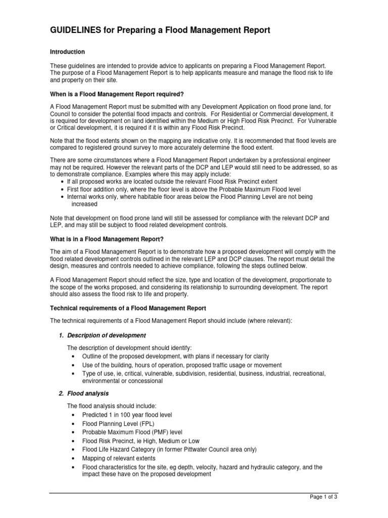 Guidelines For Preparing A Flood Management Report 0 | PDF | Flood ...