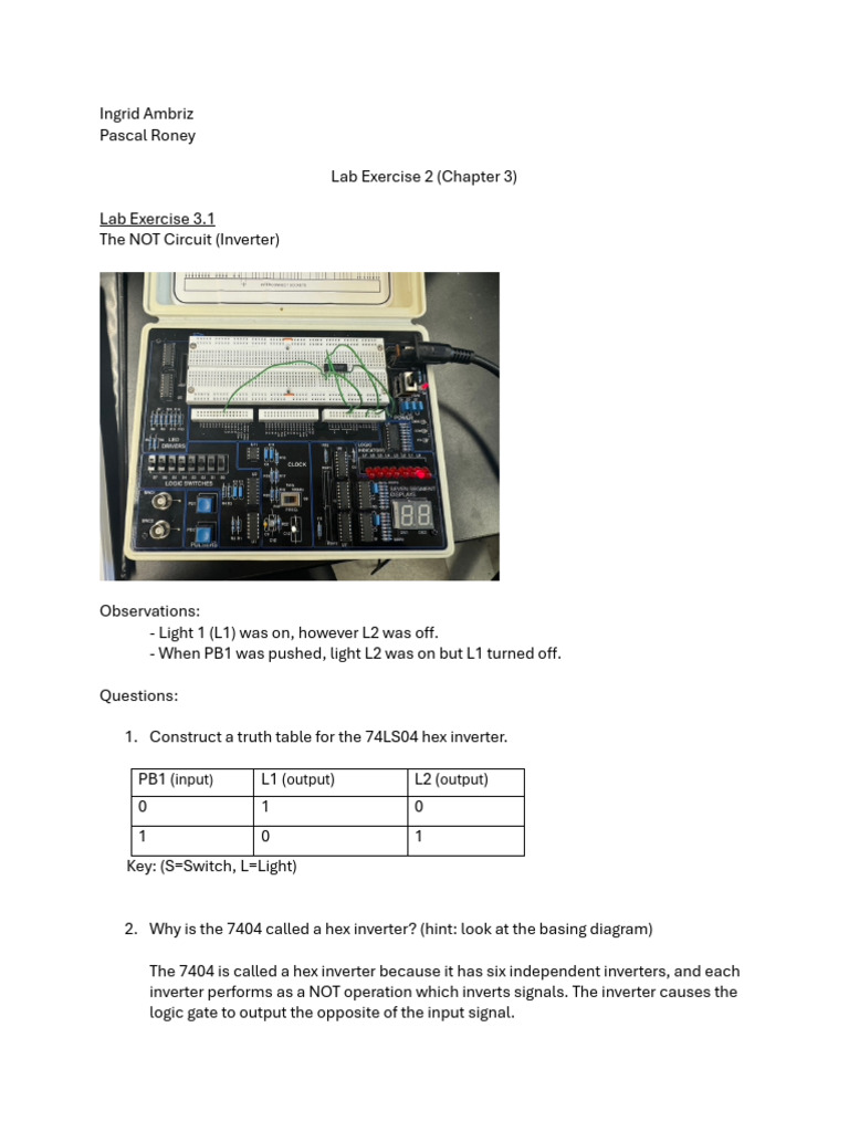 Lab Exercise 2 | PDF | Logic Gate | Electrical Engineering