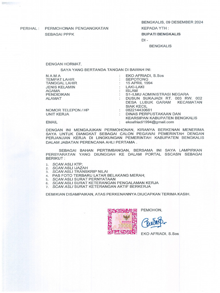 Eko Afriadi Permohonan-0001 | PDF