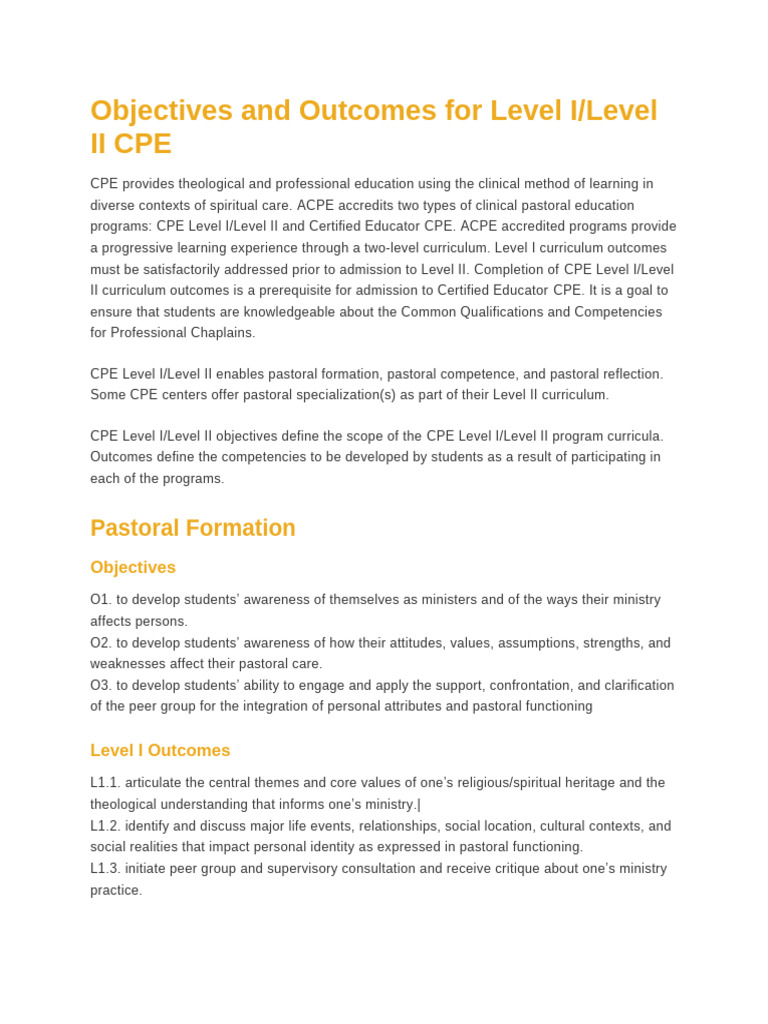 Description of CPE | PDF | Curriculum | Psychology